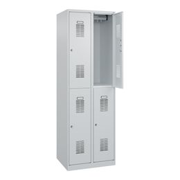 C+P Doppelstöckiger Spind Basis PLUS, 4 Fächer, 1850x600x500mm, 7035/7035 ; C + P Möbelsysteme (088355-20|S10005)