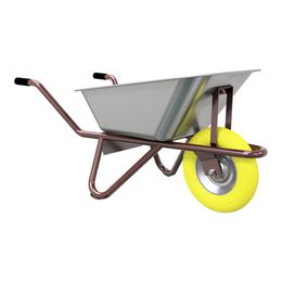 Schake Schubkarre Typ Geselle, Tiefmulde 90 L, Blechstärke 1 mm, mit Muldenstütze mit PU-Rad (52100TMP)