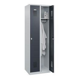 C+P Spind Basis PLUS, 2 Abteile, 1850x600x500mm, 7035/7016 ; C + P Möbelsysteme (088055-20|S10001)