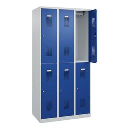 C+P Doppelstöckiger Spind Basis PLUS, 6 Fächer, 1850x900x500mm, 7035/5010 ; C + P Möbelsysteme (088355-30|S10003)