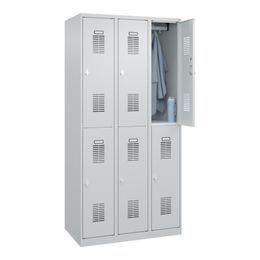C+P Doppelstöckiger Spind Basis PLUS, 6 Fächer, 1850x900x500mm, 7035/7035 ; C + P Möbelsysteme (088355-30|S10002)