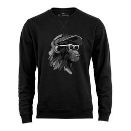 Cotton Prime Sweatshirt 'Cool Monkey Mit Brille' Herren Gr&ouml;&szlig;e M grau / schwarz / wei&szlig;
