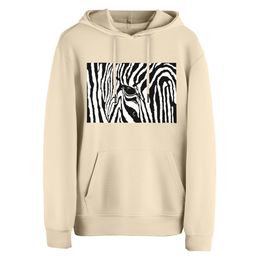Cotton Prime Sweatshirt 'Black & White Zebra Eye' Herren Gr&ouml;&szlig;e XL beige / schwarz / wei&szlig;