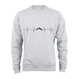 Cotton Prime Sweatshirt 'Pulsschlag Berge' Herren Gr&ouml;&szlig;e S graumeliert / schwarz