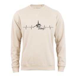 Cotton Prime Sweatshirt 'Harzschlag' Herren Gr&ouml;&szlig;e M beige / schwarz