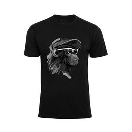 Cotton Prime T-Shirt 'Cool Monkey mit Brille' Herren Gr&ouml;&szlig;e L grau / schwarz / wei&szlig;