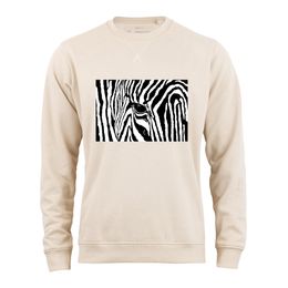 Cotton Prime Sweatshirt 'Black & White Zebra Eye' Herren Gr&ouml;&szlig;e XXL beige / schwarz / wei&szlig;