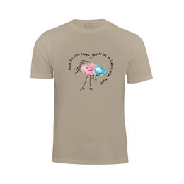 Cotton Prime T-Shirt 'Super Mutti' Herren Gr&ouml;&szlig;e XL beige / himmelblau / rosa