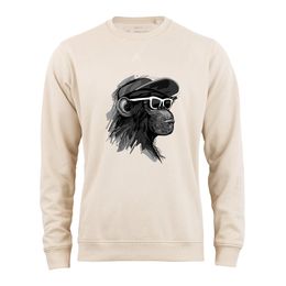 Cotton Prime Sweatshirt 'Cool Monkey mit Brille' Herren Gr&ouml;&szlig;e XXL beige / graphit / schwarz / wei&szlig;