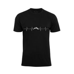 Cotton Prime T-Shirt 'Pulsschlag Berge' Herren Gr&ouml;&szlig;e S schwarz / wei&szlig;