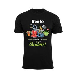 Cotton Prime Shirt 'Rente - Endlich Zeit F&uuml;r Den Garten' male size S Blue / Green / Red / Black