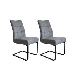 ByLiving Esszimmerstuhl MARLEN-XXL, 2er Set, Webstoff dunkelgrau, Gestell schwarz