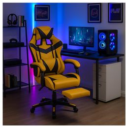 HTI-Living Ergonomischer Gaming Stuhl mit Fußstütze Racing-Design in Gelb-Schwarz