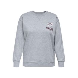 Only Carmakoma Sweatshirt 'CARIggy' Damen Gr&ouml;&szlig;e 6XL graumeliert / dunkelrot / wei&szlig;