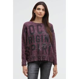 Rundhalspullover SOCCX, Damen, Gr. M/L, night plum melange, Material: 53% Viskose, 43% Polyester, 4% Elasthan, bedruckt, regular fit normal, Rundhals, eingesetzt gerader Abschluss, Pullover