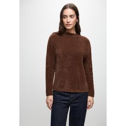 Strickpullover Street One, Damen, Gr. 44, hazelnut braun, Stoff, 78% Polyamid, 12% Polyacryl, 10% Baumwolle, unifarben, normal normal, U-Boot-Ausschnitt, abgesteppt, Pullover Strickpullover, Grobstrick