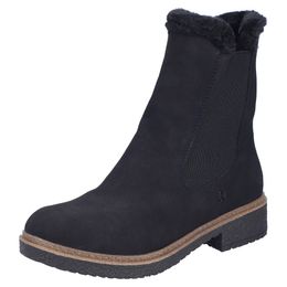 Winterboots Rieker, Damen, Gr. 39, schwarz, Elastischer Einsatz, Nubuklederimitat, unifarben, Basic, Schuhe, Chelseaboots, Winterstiefelette, Blockabsatz, mit Innenreißverschluss