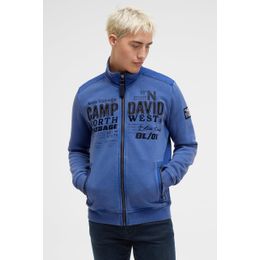 CAMP DAVID Herren Sweatjackeflight blau, Gr. 4XL, bedruckt, bestickt, Material: 50% Baumwolle, 50% Polyester, Sweatjacken, mit Rei&szlig;verschlusstaschen