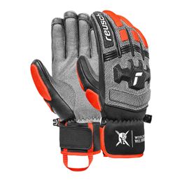 Skihandschuhe Reusch "Worldcup Warrior DH", Damen, Gr. 10, schwarz, silberfarben, 75% Polyester, 20% Ziegenleder, 5% Polyurethan, mehrfarbig, Handschuhe, mit winddichter und atmungsaktiver Funktion