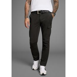 Cargohose Bruno Banani, Herren, Gr. 30, Länge 34, schwarz, Web, Obermaterial: 98% Baumwolle, 2% Elasthan, unifarben, straight fit lang, Hosen, moderne Passform, eng anliegende Cargotaschen