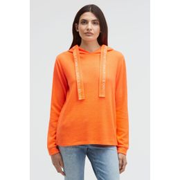 SOCCX Damen Kapuzenpulloverbrilliant orange neon, Gr. M, unifarben, Material: 71% Polyester, 27% Viskose, 2% Elasthan, Pullover, aus Feinstrick