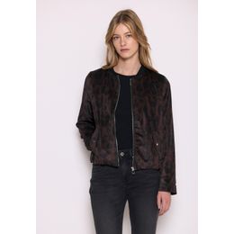 Blouson STREET ONE STUDIO, Damen, Gr. 40, schwarz auburn braun, Stoff;Samt, Obermaterial: 90% Polyester, 10% Elasthan; Futter: 100% Polyester, normal normal, Rundhals, abgesteppt, Jacken Blouson, mit Elastiksaum