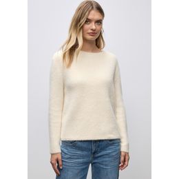 Strickpullover Street One, Damen, Gr. 34, soft beige, Stoff, 78% Polyamid, 12% Polyacryl, 10% Baumwolle, unifarben, normal normal, U-Boot-Ausschnitt, abgesteppt, Pullover, Grobstrick