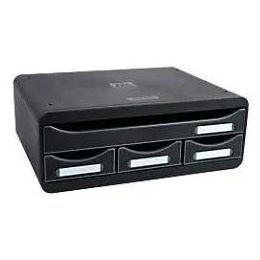 Exacompta ECOBlack Schubladenbox Kunststoff Schwarz 4 Schübe 35,5 x 27 x 13,5 cm DIN A4+