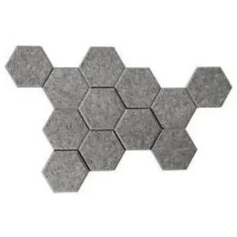 Hammerbacher Akustik-Wandelemente Sechseckform Fleece Grau 170 x 160 x 150 mm