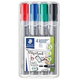 Staedtler Lumocolor 356 Flipchart Marker Mittel Rundspitze - Farbig sortiert Nachfüllbar 4 Stück