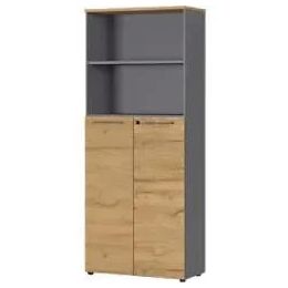 Germania Melamin Schrank Abschließbar 800 x 400 x 1.970 mm Braun, Graphit