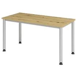 Hammerbacher VHS Höhenverstellbar Schreibtisch Eiche 4 Metallfüße 1.400 (B) x 672 (T) x 810 (H) mm Spanplatte, Stahl