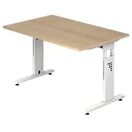 Hammerbacher VOS Höhenverstellbar Schreibtisch Eiche C-Fuß 1.200 (B) x 800 (T) x 850 (H) mm Spanplatte, Stahl