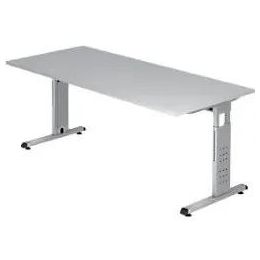 Hammerbacher Höhenverstellbarer Gerader Schreibtisch MFC (Melaminbeschichtete Spanplatte) Weiß C-Fuß 1.800 x 800 x 850 mm Mit Aufbau