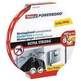 Tesa Montageband Powerbond Glatt Weiß 19 mm (B) x 5 m (L) PU (Polyurethan) Schaumstoff 5 m