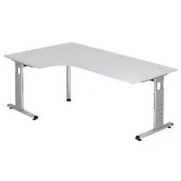 Hammerbacher VOS Höhenverstellbar Eckschreibtisch Weiß C-Fuß 2.000 (B) x 1.200 (T) x 850 (H) mm Spanplatte, Stahl