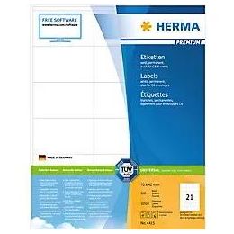 Herma Mehrzwecketiketten 4415 Weiß Rechteckig 70 x 42 mm 500 Blatt à 21 Etiketten
