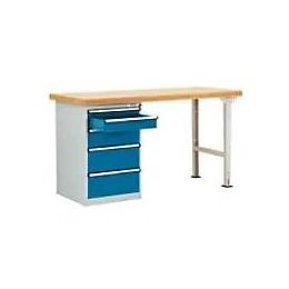 Manuflex Werkbanksystem Combi 1 Buchenholz, Stahl Brillantblau, Lichtgrau 2.000 x 700 x 840 mm