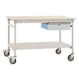 Manuflex Beistelltisch Complete Mobil Basis Melamin Hellgrau 1.250 x 800 x 850 mm