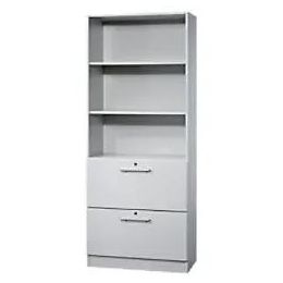 Hammerbacher Melaminharzbeschichtete Spanplatte Schrank 2 Fachb&ouml;den 800 x 420 x 2.004 mm Grau