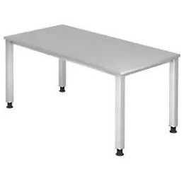 Hammerbacher Q Series VQS Höhenverstellbar Schreibtisch Rechteckig Grau 4 Metallfüße 1.600 (B) x 800 (T) x 810 (H) mm Spanplatte, Stahl