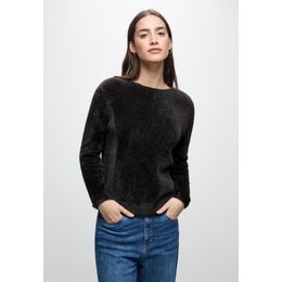 Strickpullover Street One, Damen, Gr. 36, schwarzest braun, Stoff, 78% Polyamid, 12% Polyacryl, 10% Baumwolle, unifarben, normal normal, U-Boot-Ausschnitt, abgesteppt, Pullover, Grobstrick