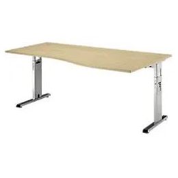 Hammerbacher Matrix VOS Höhenverstellbar Schreibtisch Freiform Ahorn C-Fuß 1.800 (B) x 1.000 (T) x 850 (H) mm Spanplatte, Stahl