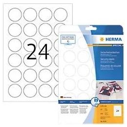 Herma Sicherheitsetiketten 4234 Weiß Rund 600 Etiketten pro Packung