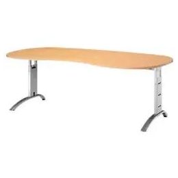 Hammerbacher Future Schreibtisch Nierenförmig Buche C-Fuß 2.000 (B) x 800 (T) x 850 (H) mm Melaminharzbeschichtete Spanplatte, Metall