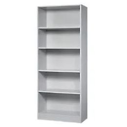 Hammerbacher Melaminharzbeschichtete Spanplatte Bücherregal 4 Fachböden 800 x 400 x 2.004 mm Grau