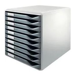 Leitz Schubladenboxen PS (Polystyrol) Grau 10 Schübe 28,5 x 35,5 x 29 cm DIN A4