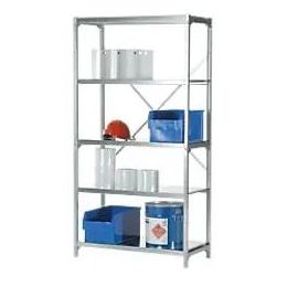 Manuflex Regalsystem 5 Fachböden Stahl 1.030 x 600 x 2.000 mm Silber
