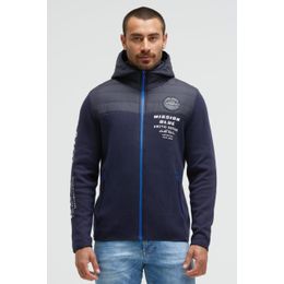 Kapuzenstrickjacke CAMP DAVID, Herren, Gr. 4XL, blau, Material Oberstoff: 50% Polyester, 50% Polyamid, Einsatz Kapuze: 100% Polyamid, bedruckt, regular fit normal, eingesetzt elastischer Bund, Strickjacken, mit Stehkragen