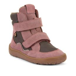 Barfußschuh froddo "BAREFOOT TEX WINTER", Mädchen, Gr. 26, rosa (grau, rosa), Textil, Veloursleder, Basic, Schuhe, Klettschuh, Winterstiefel mit TEX-Membrane